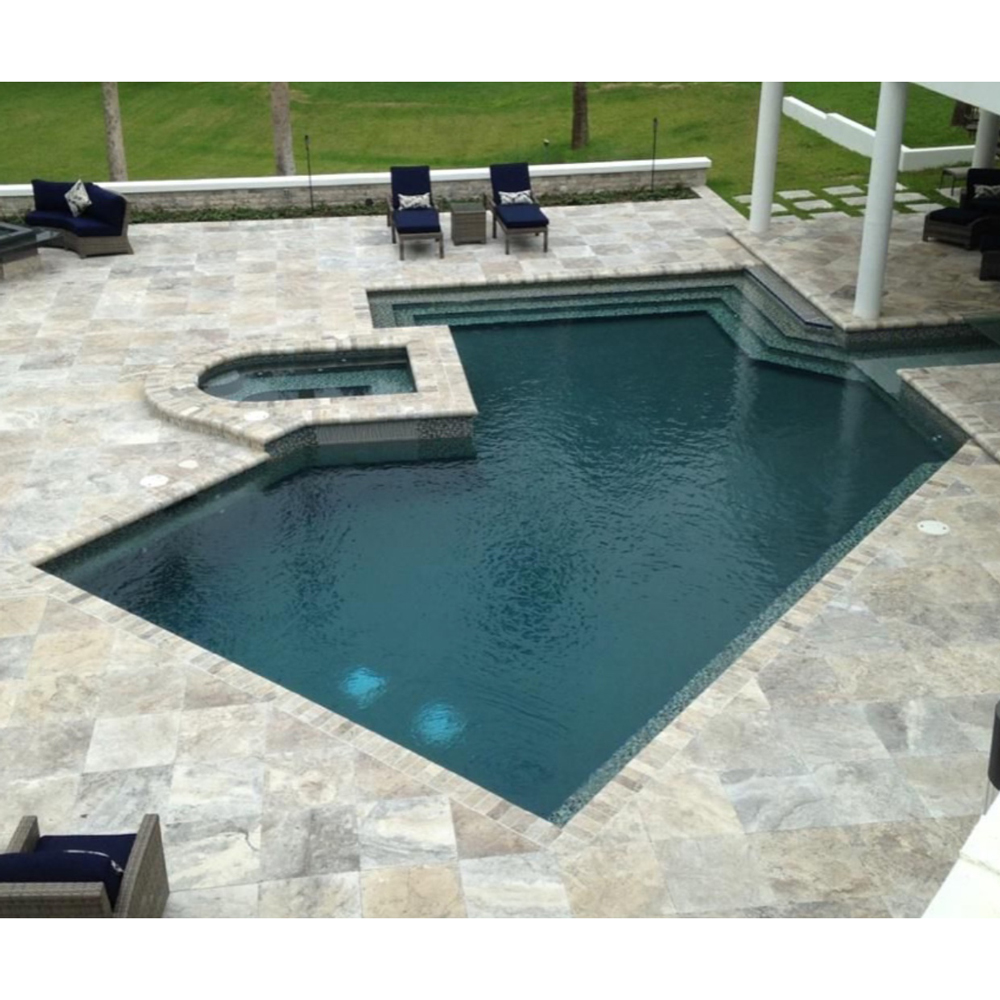 Silver Travertine 12x24 Modern Eased Edge Pool Coping - Stonex Tile