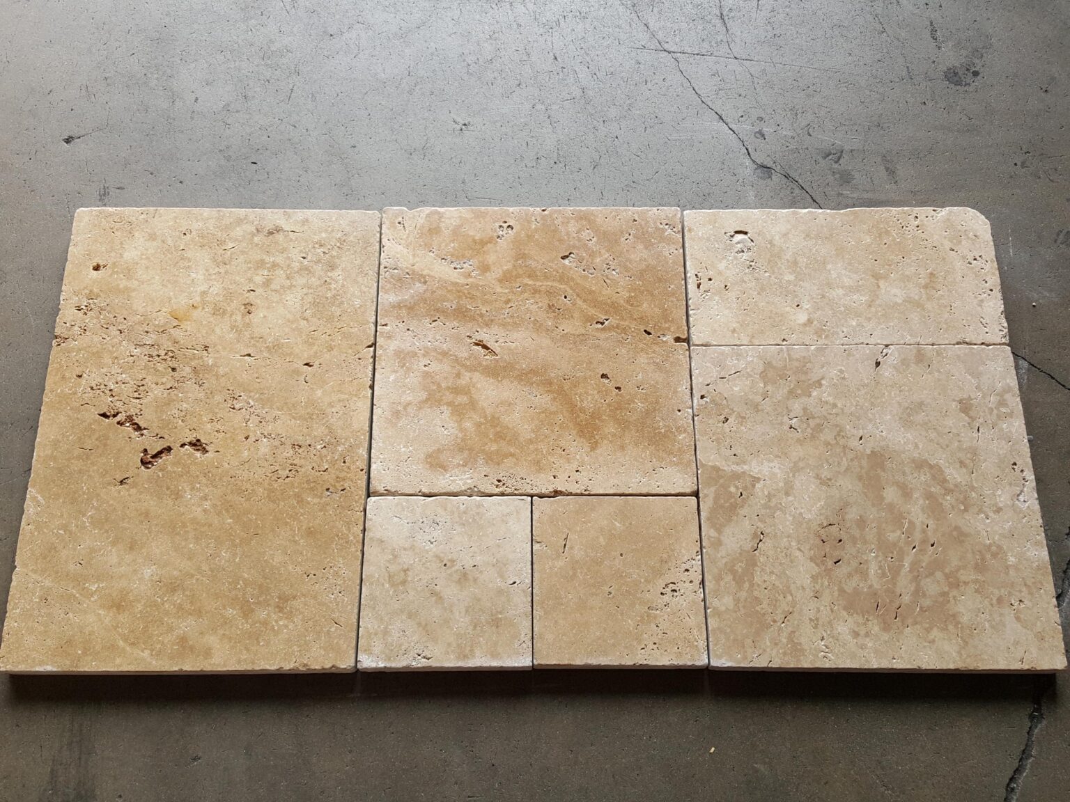 Walnut Travertine Versailles Pattern Brown Tumbled Paver - Stonex Tile