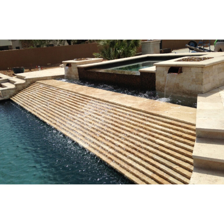 Silver Travertine 12x24 Modern Eased Edge Pool Coping - Stonex Tile