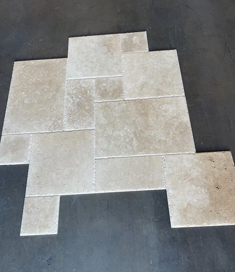 Ivory Versailles Travertine Pattern Brushed/Chiseled Tile - Stonex Tile
