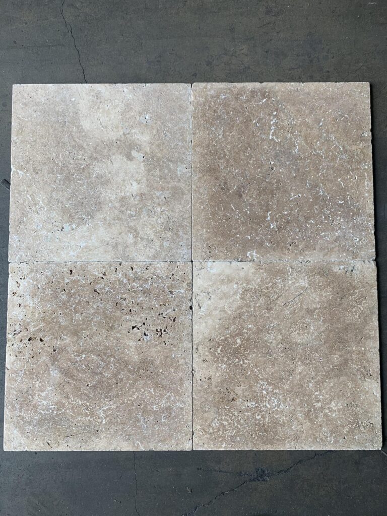 Noce Travertine 18x18 Brown Tumbled Tile - Stonex Tile