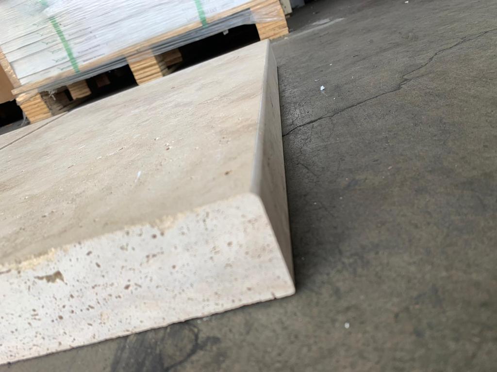 Ivory Travertine 16x24 Modern Eased Edge Pool Coping - Stonex Tile