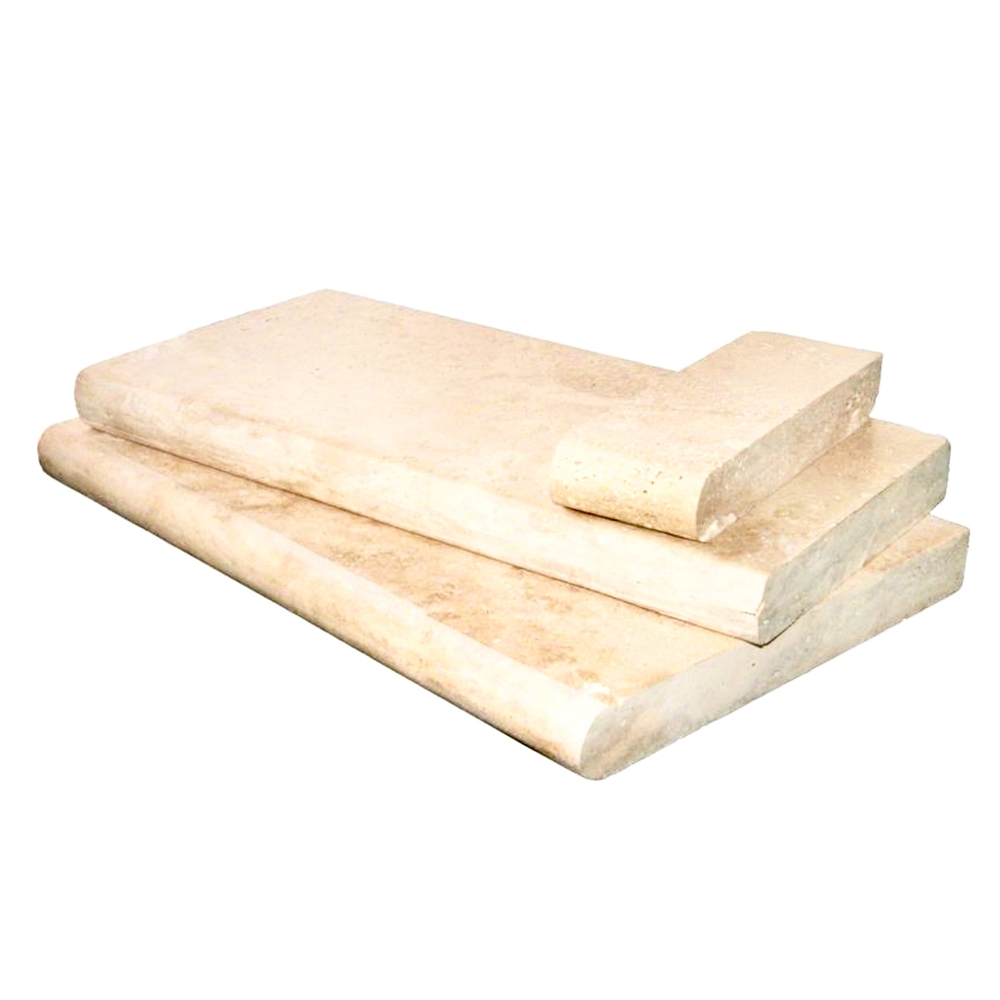 Ivory 16x24 Bullnose Travertine Pool Coping - Stonex Tile
