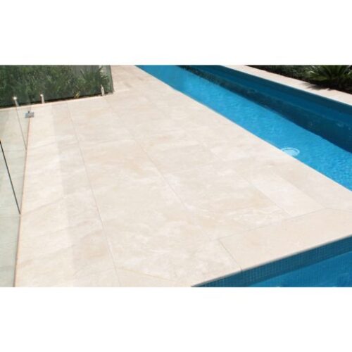 Ivory 16x24 Bullnose Travertine Pool Coping - Stonex Tile