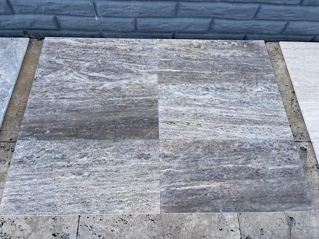 Silver Vein Cut Filled And Honed 12x24 and Travertine Tile - Stonex Tile