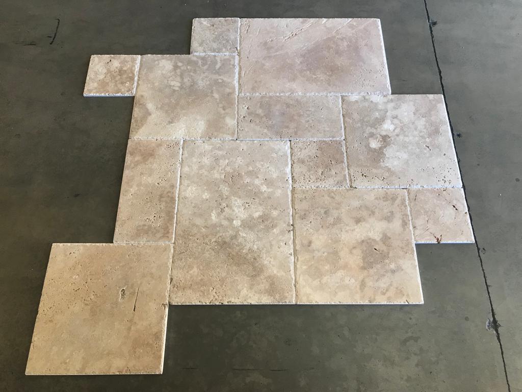 Noce Versailles Pattern Brushed/Chiseled Travertine Tile - Stonex Tile