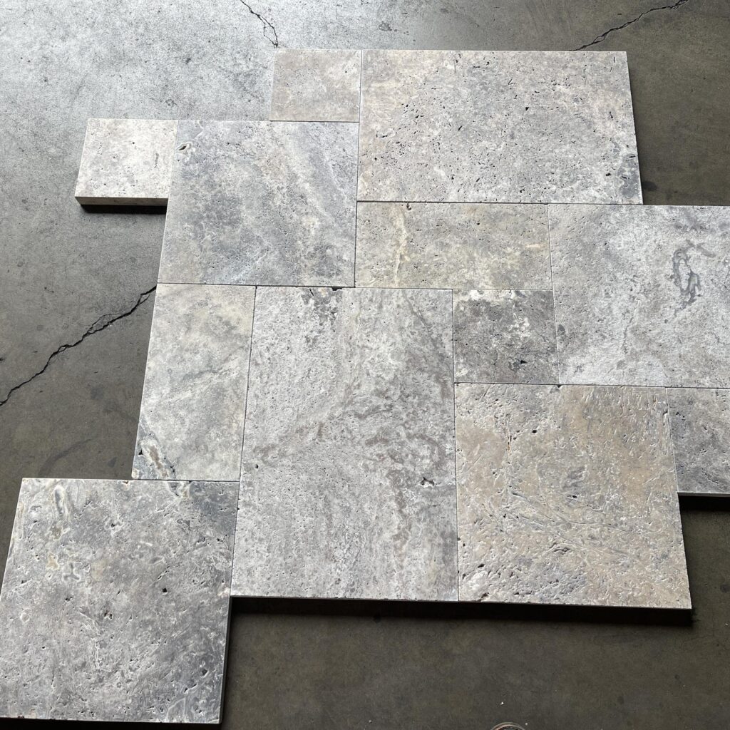 Silver Versailles Pavers Tumbled Pattern Travertine Paver - Stonex Tile