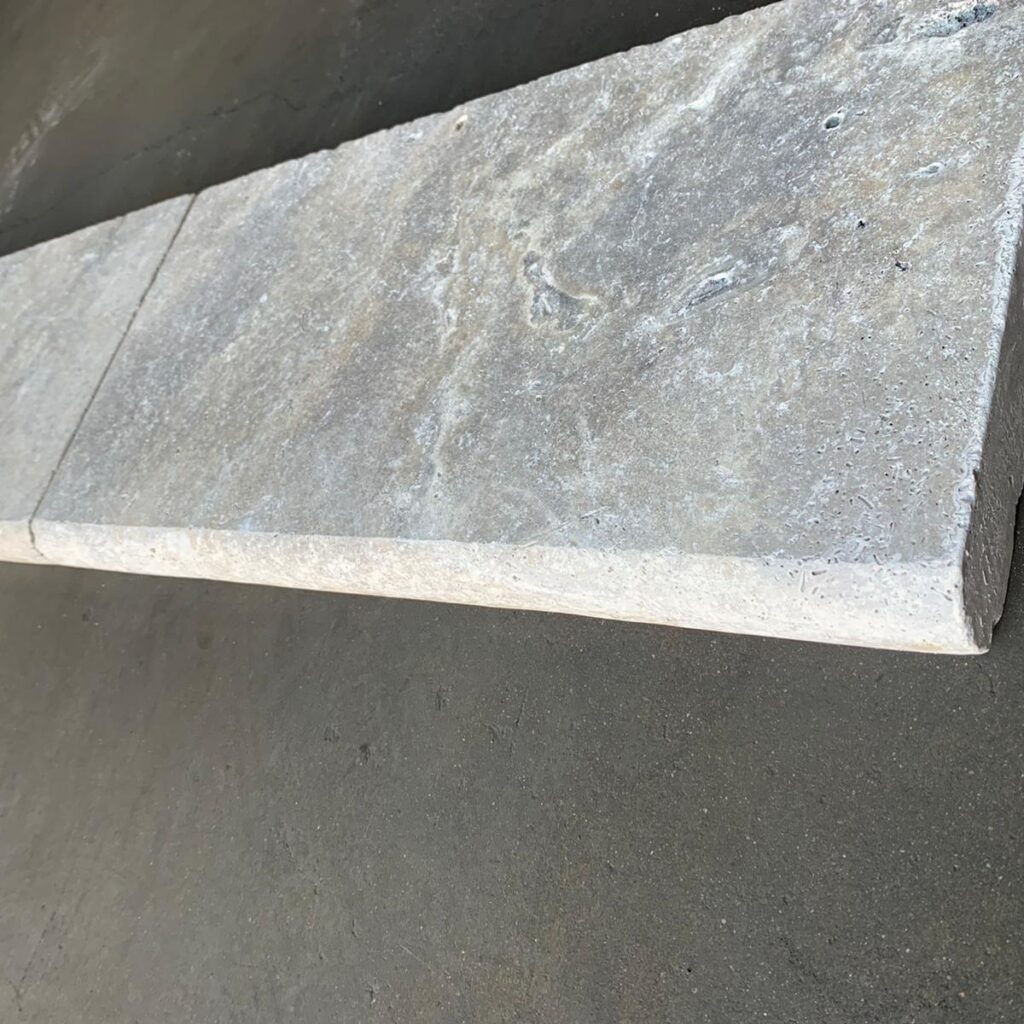 Silver 12x24 Travertine Pool Coping - Stonex Tile