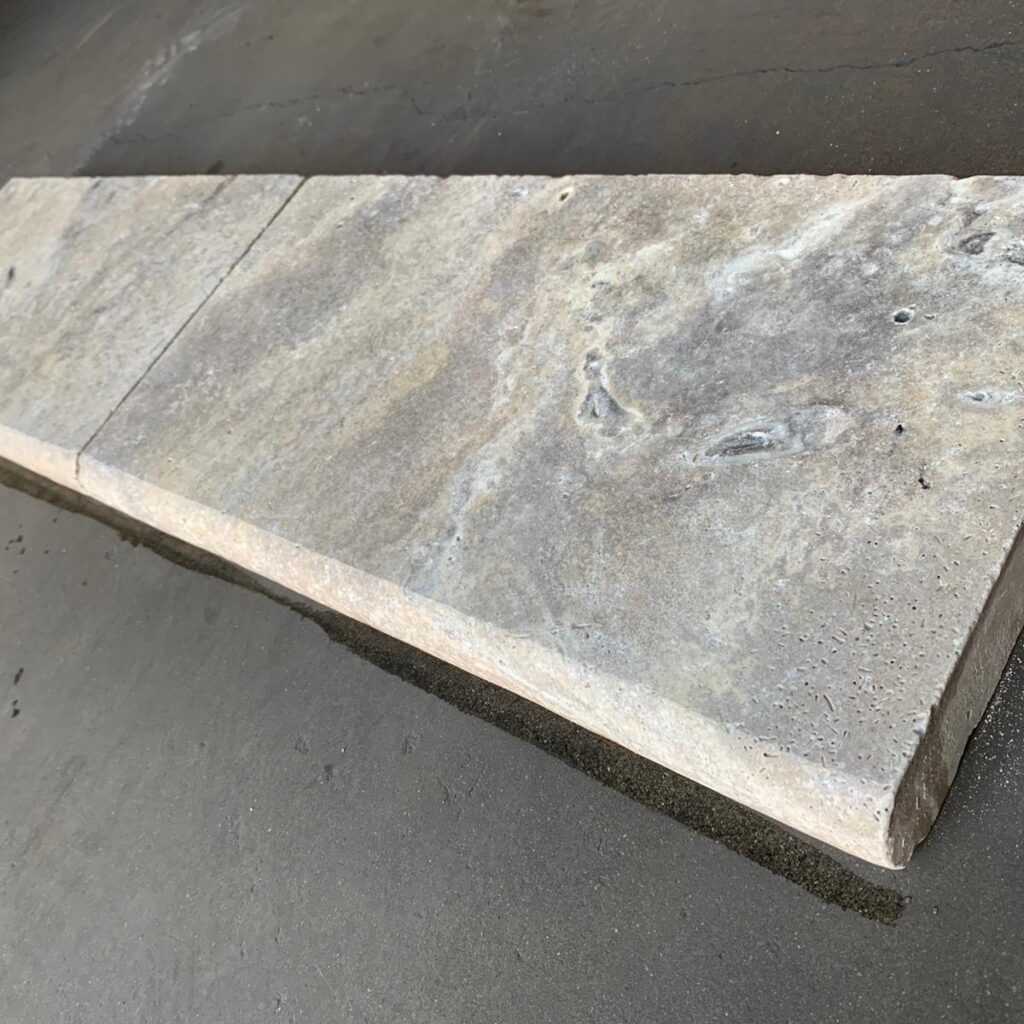 Silver 12x24 Travertine Pool Coping - Stonex Tile