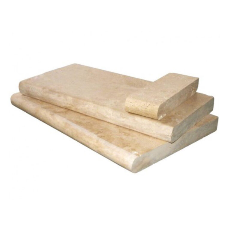 Ivory 12x24 Bullnose Tumbled Travertine Pool Coping 1-1/4" - Stonex Tile