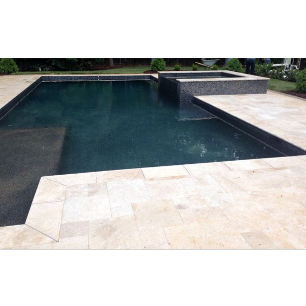 Ivory 12x24 Bullnose Tumbled Travertine Pool Coping 1-1/4" - Stonex Tile