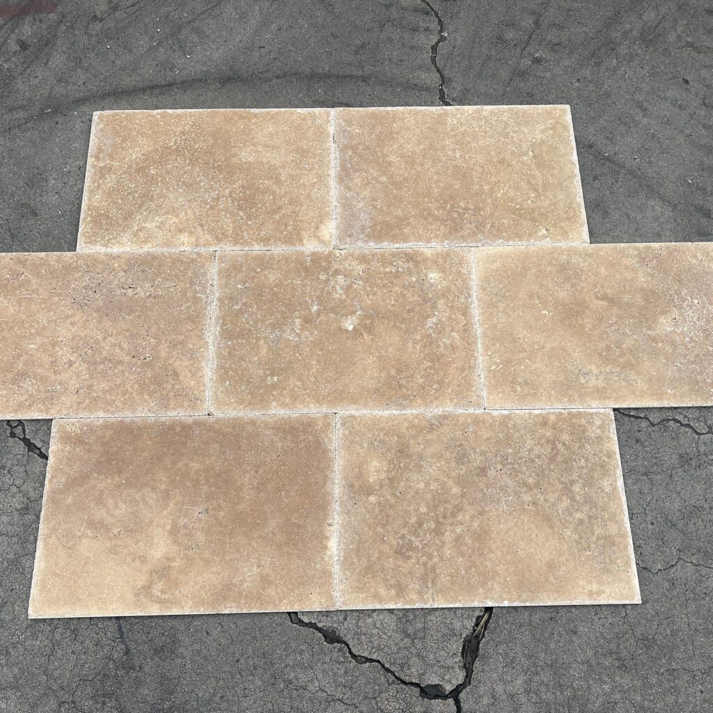Walnut 16x24 Brushed/Chiseled Travertine Tile - Stonex Tile