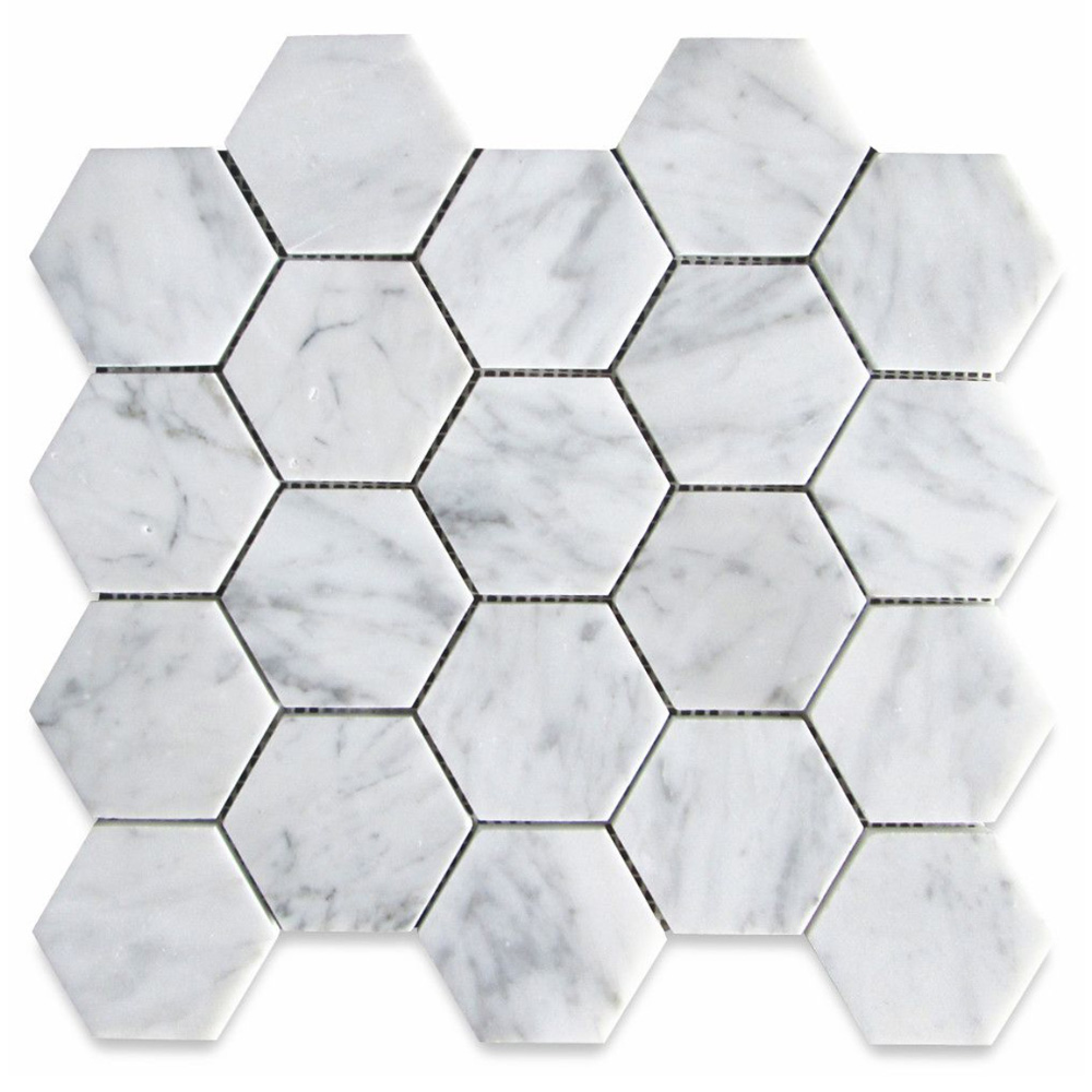 Carrara White 3x3 Hexagon Honed Marble Mosaic - Stonex Tile