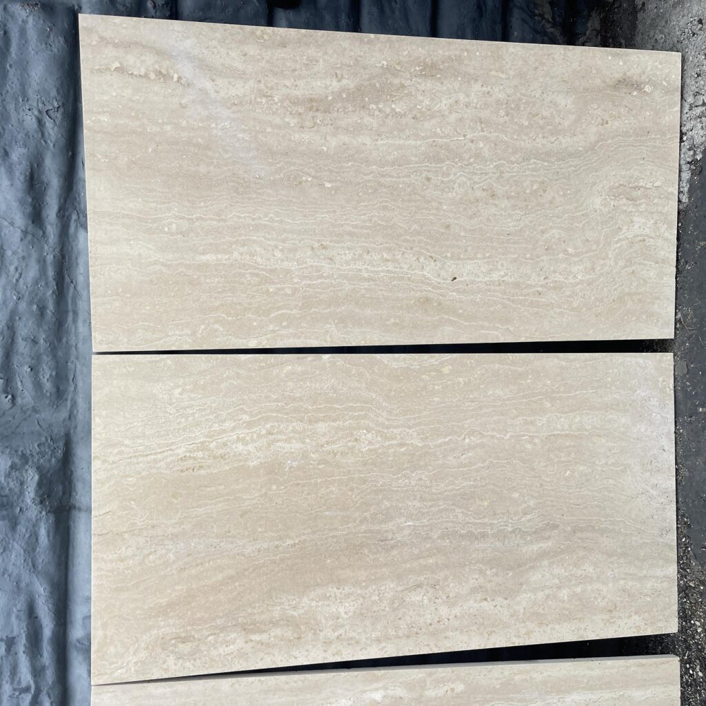 Ivory Vein-Cut Filled And Honed 12x24 and Travertine Tile - Stonex Tile