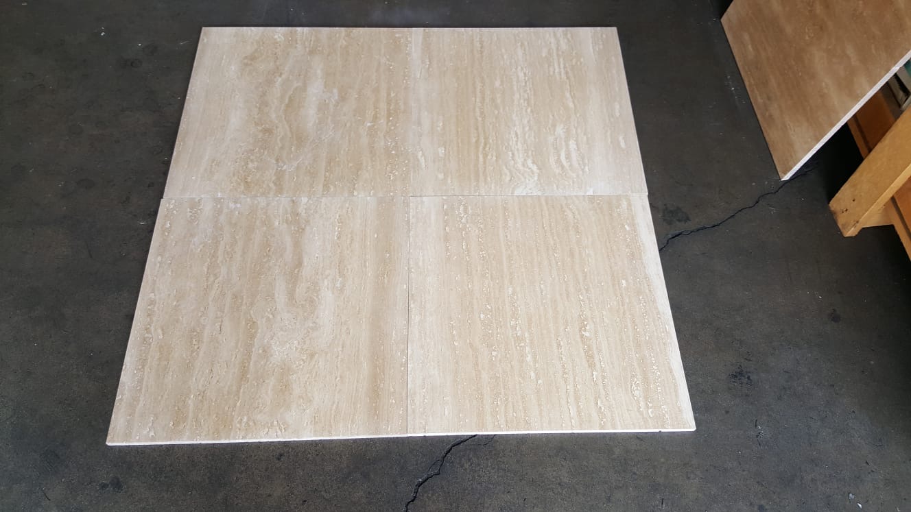 Ivory Vein-Cut 18x18 Polished Travertine Tile - Stonex Tile