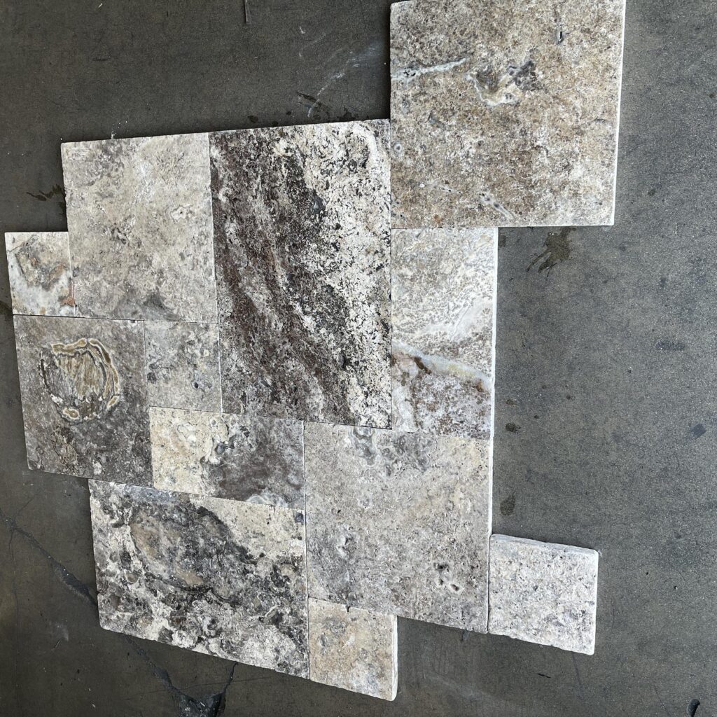 Silver Versailles Pavers Tumbled Pattern Travertine Paver - Stonex Tile