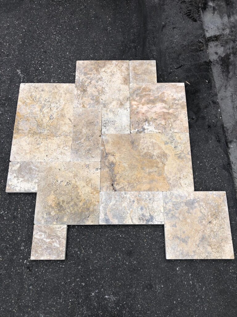 Scabos Pattern Tumbled Travertine Paver - Stonex Tile