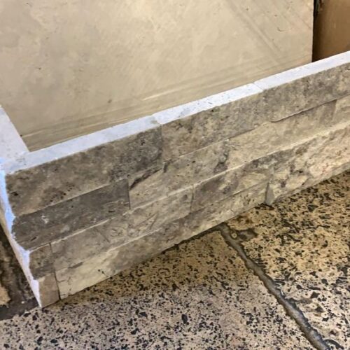 Silver 6x18x6 Travertine Ledger Corner - Stonex Tile