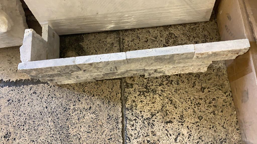 Silver 6x18x6 Travertine Ledger Corner - Stonex Tile