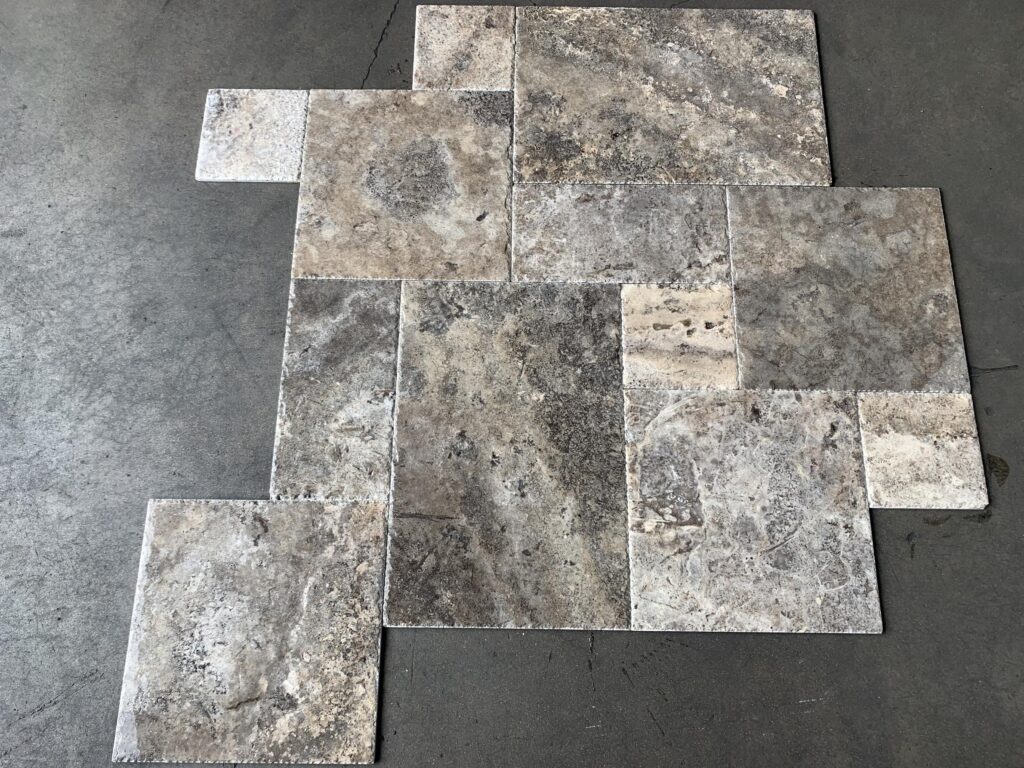 Silver Versailles Brushed/Chiseled Pattern Travertine Tile - Stonex Tile