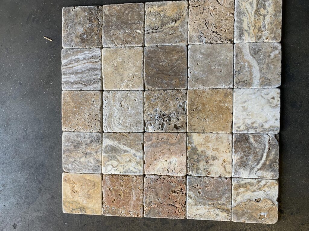 Scabos 4x4 Tumbled Travertine Tile - Stonex Tile