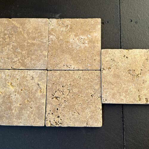 Golden Sienna 6x6 3/8" Tumbled Travertine Tile - Stonex Tile