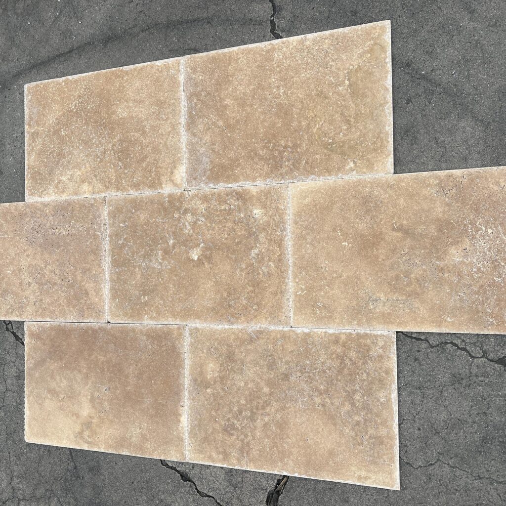 Walnut Brushed/Chiseled 16x24 1/2" Travertine Tile - Stonex Tile