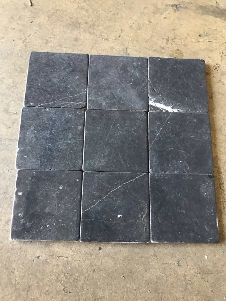 Nero Marquina 6x6 Tumbled Marble Tile - Stonex Tile