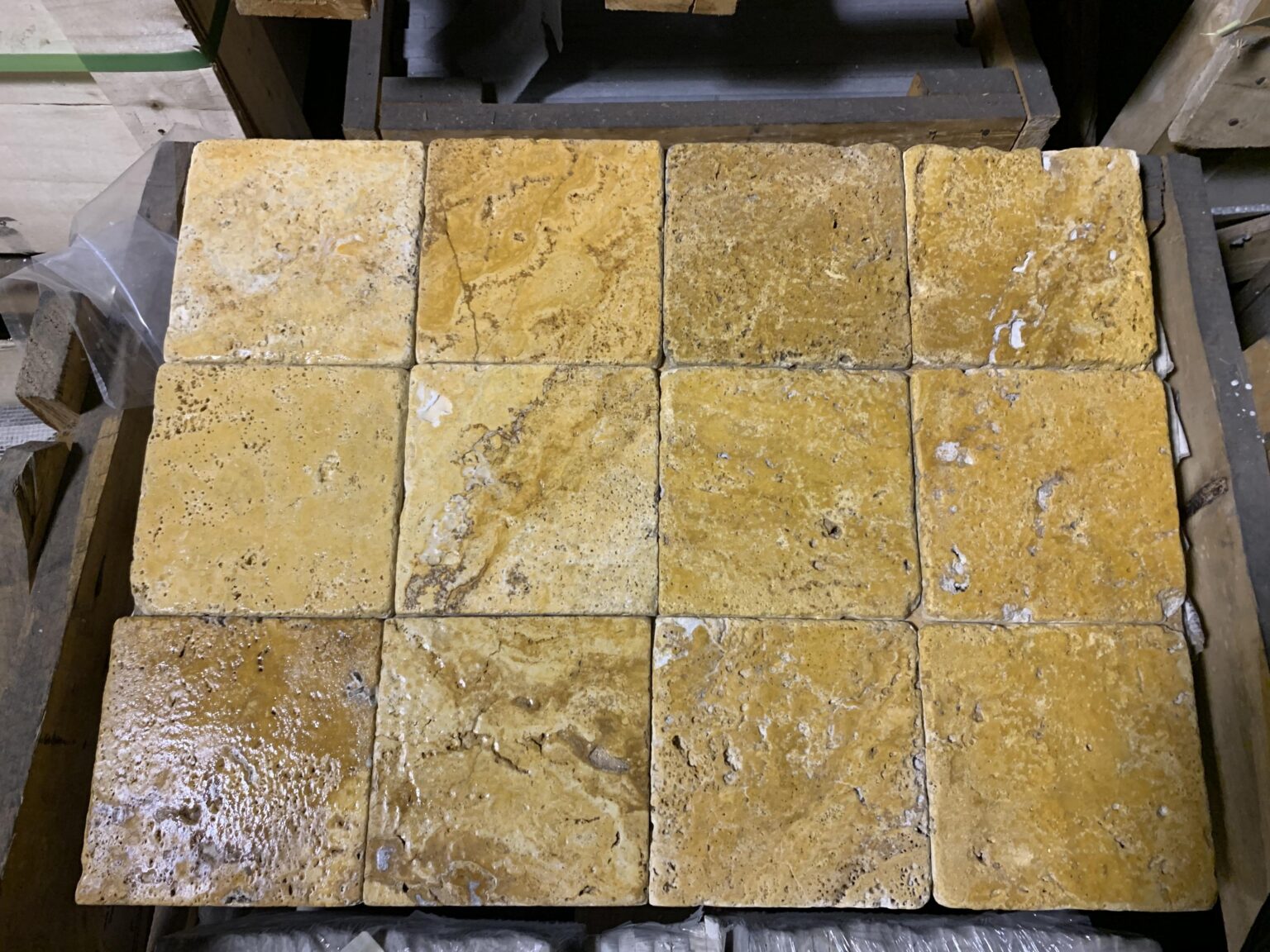 Golden Sienna 6x6 3/8" Tumbled Travertine Tile - Stonex Tile