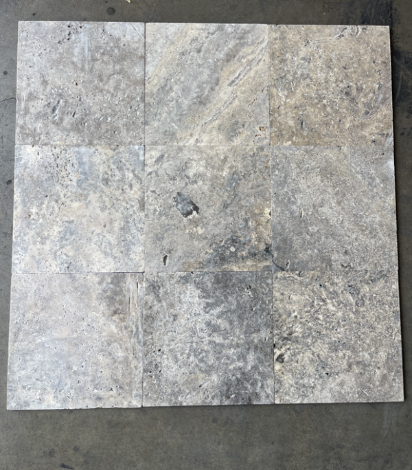 Silver Travertine 12x12 Tumbled Tile - Stonex Tile