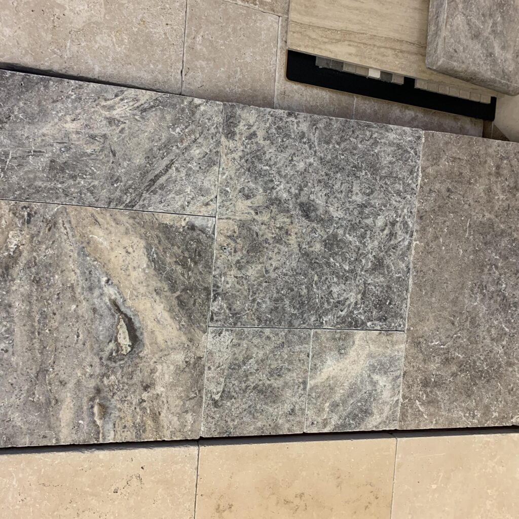 Silver Versailles Pattern Tumbled Travertine Paver - Stonex Tile