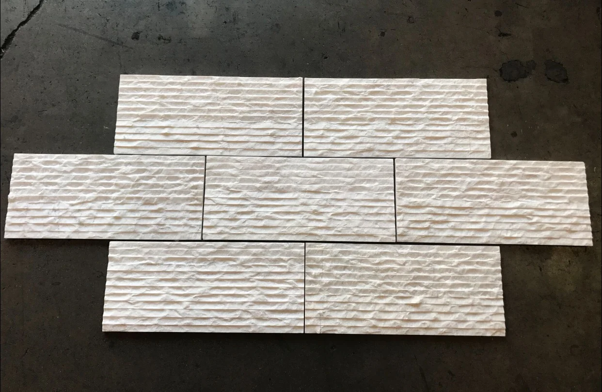 Botticino Marble Split-Face RAKED 8x18 5/8" Marble Stone Veneer ...